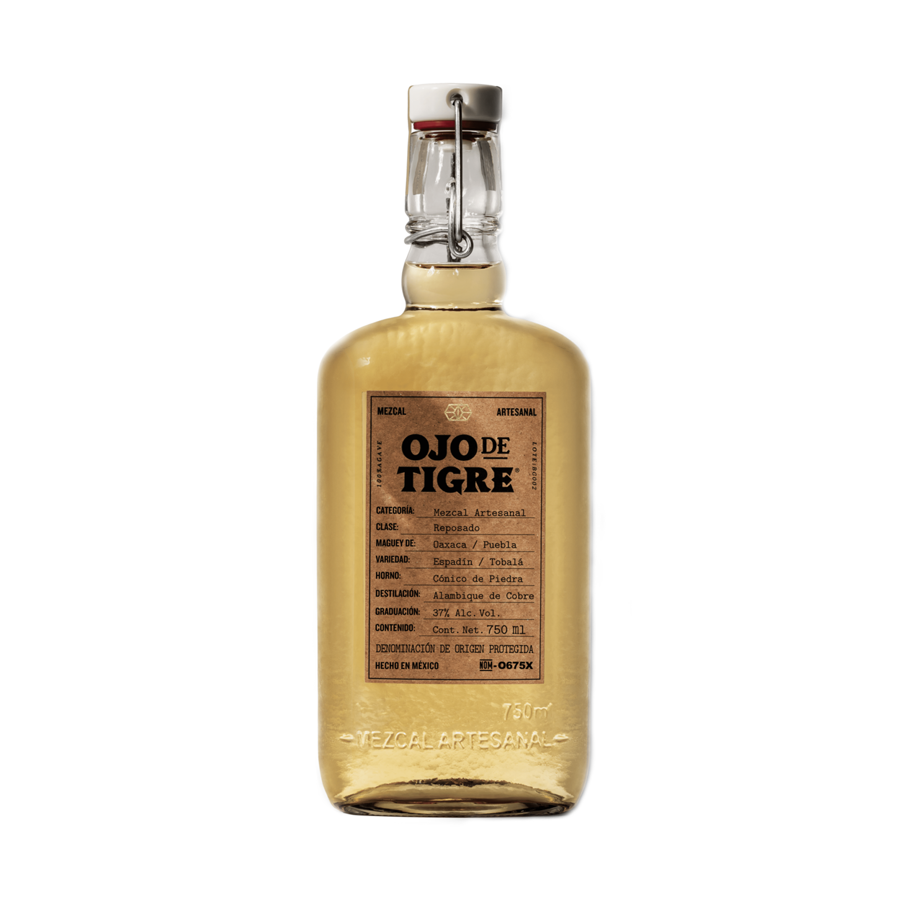 Mezcal Ojo De Tigre Reposado 750 Ml Mezcal Artesanal Premium Cava